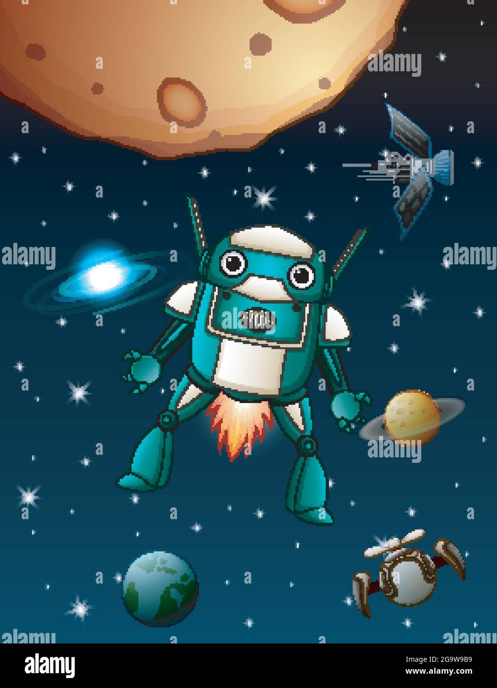 Robots are flying in the space Stock Vector Image & Art - Alamy