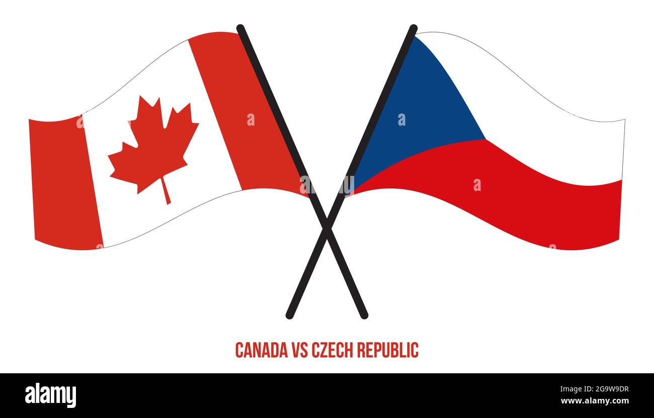 Canada and Czech Republic Flags Crossed And Waving Flat Style. Official ...