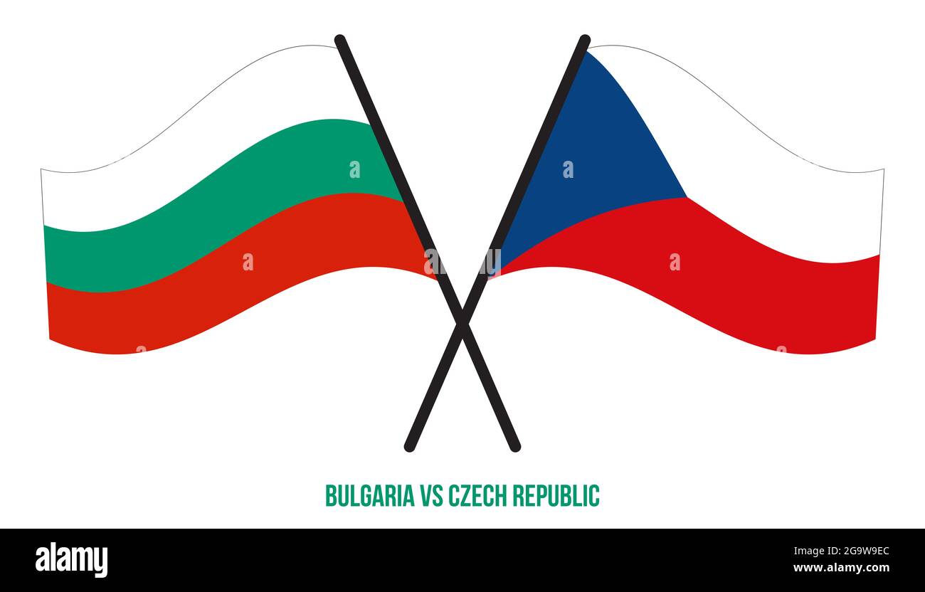 Bulgaria and Czech Republic Flags Crossed And Waving Flat Style ...
