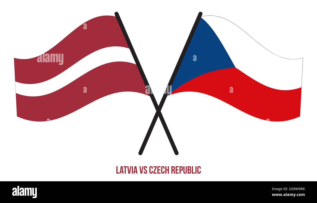 Latvia and Czech Republic Flags Crossed And Waving Flat Style. Official ...