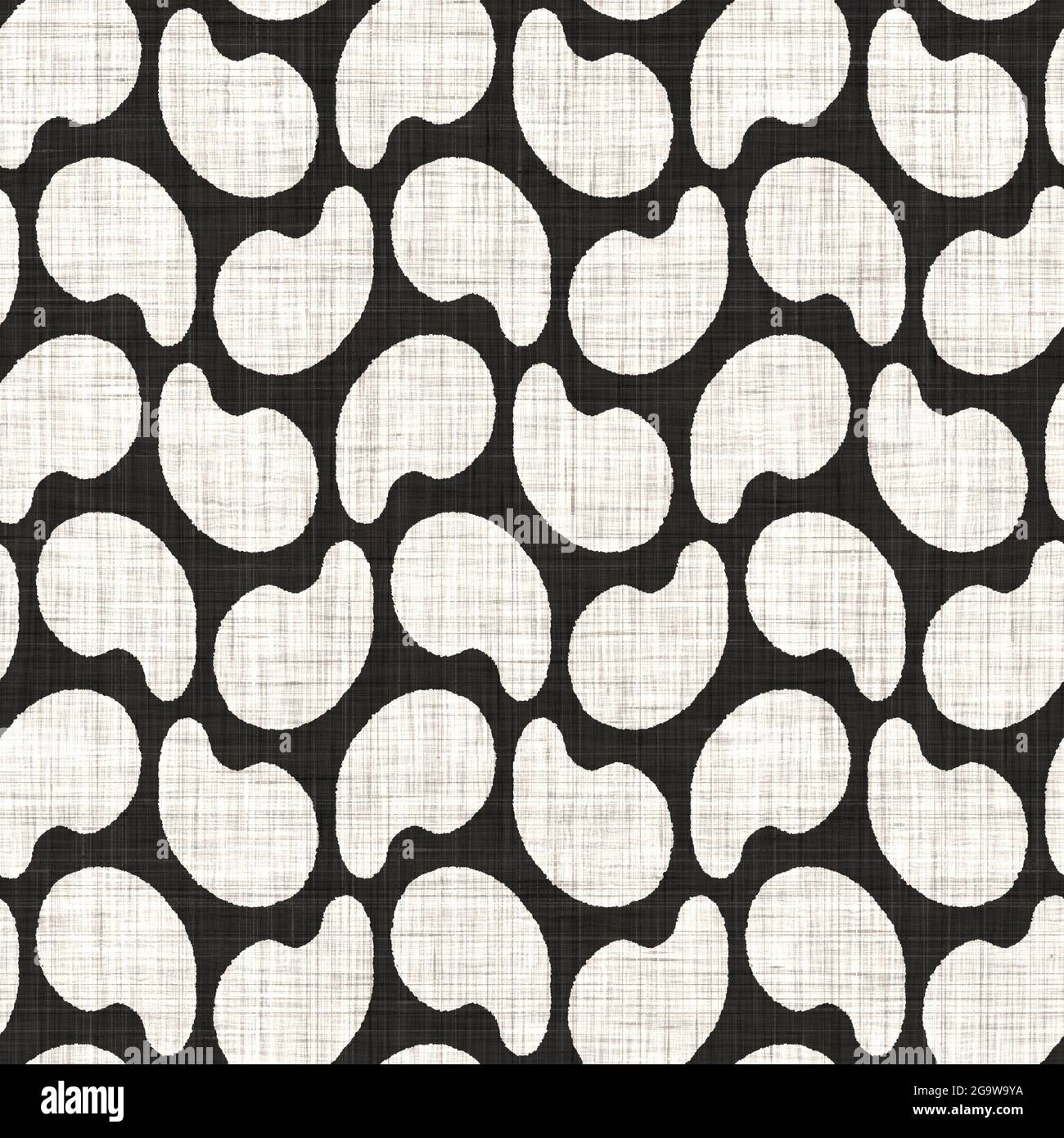 Seamless black white woven cloth geometric linen texture. Two tone ...
