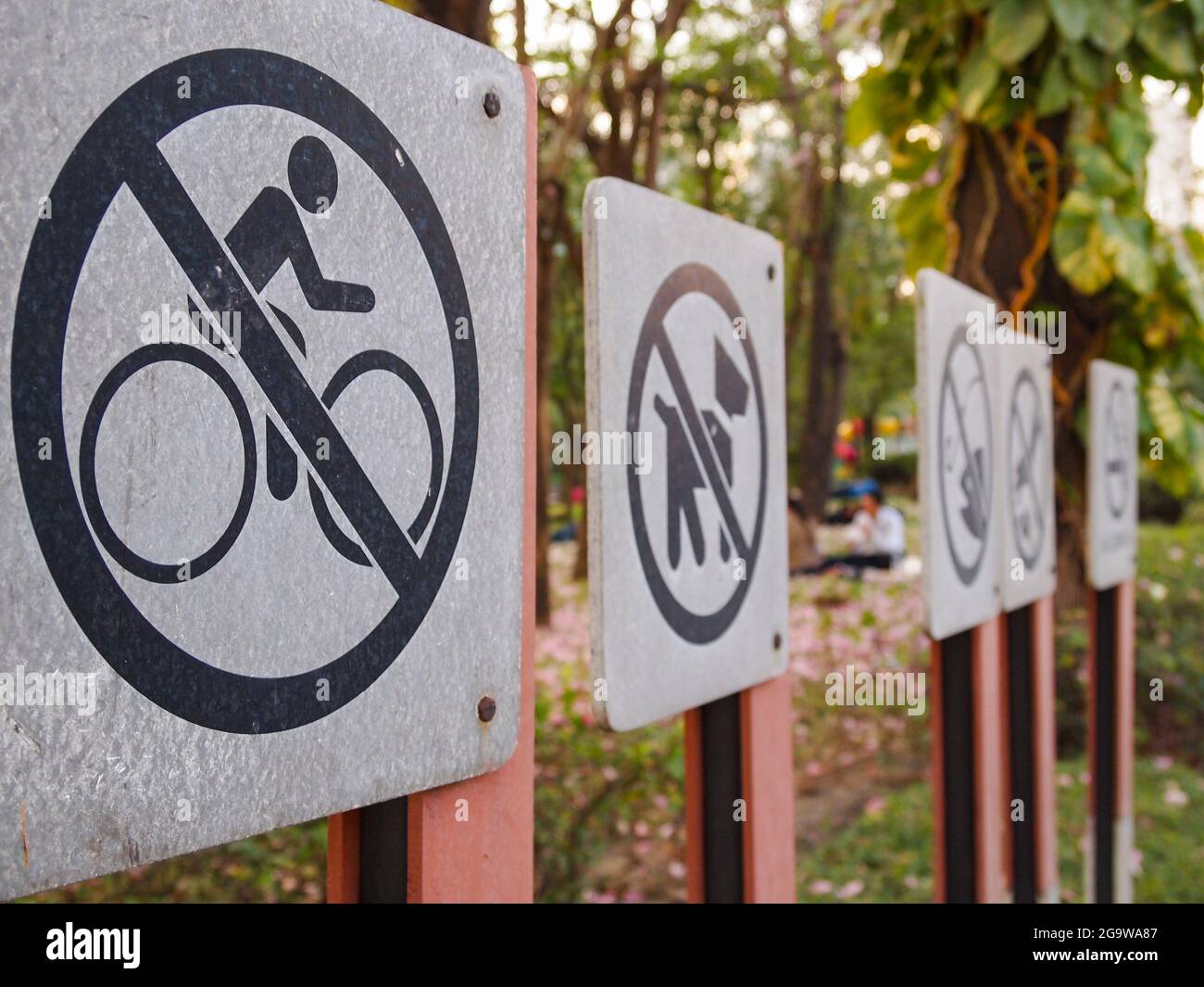 Bangkok Street Warning Signs. Forbidden Stock Photo - Alamy