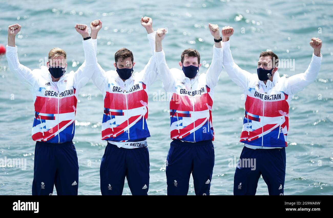 Great Britain's Harry Leask, Angus Groom, Tom Barras and Jack Beaumont ...