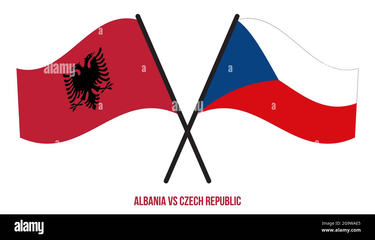 Albania and Czech Republic Flags Crossed And Waving Flat Style ...