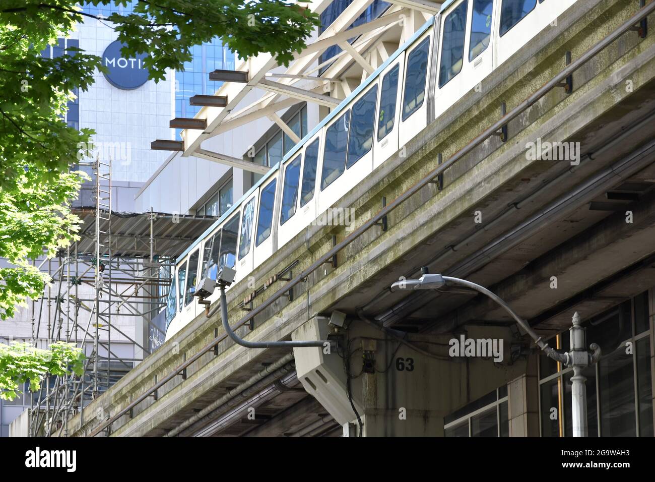 Seattle's iconic Alweg Monorail from Westlake to the Seattle Center ...