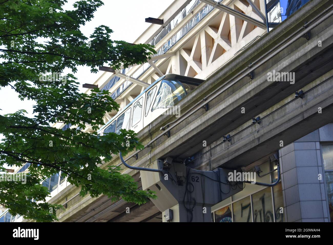 Seattle's iconic Alweg Monorail from Westlake to the Seattle Center ...