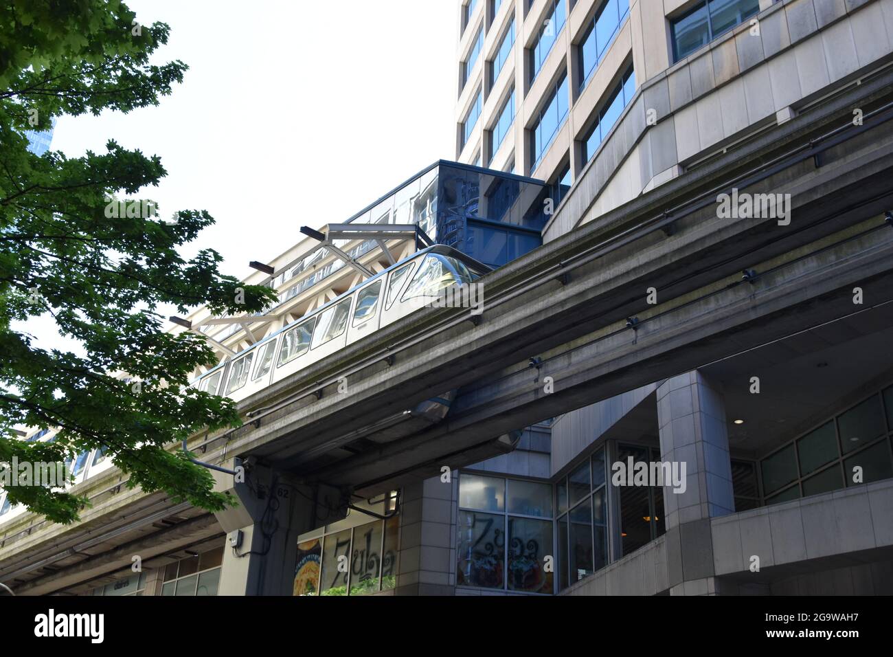 Seattle's iconic Alweg Monorail from Westlake to the Seattle Center ...