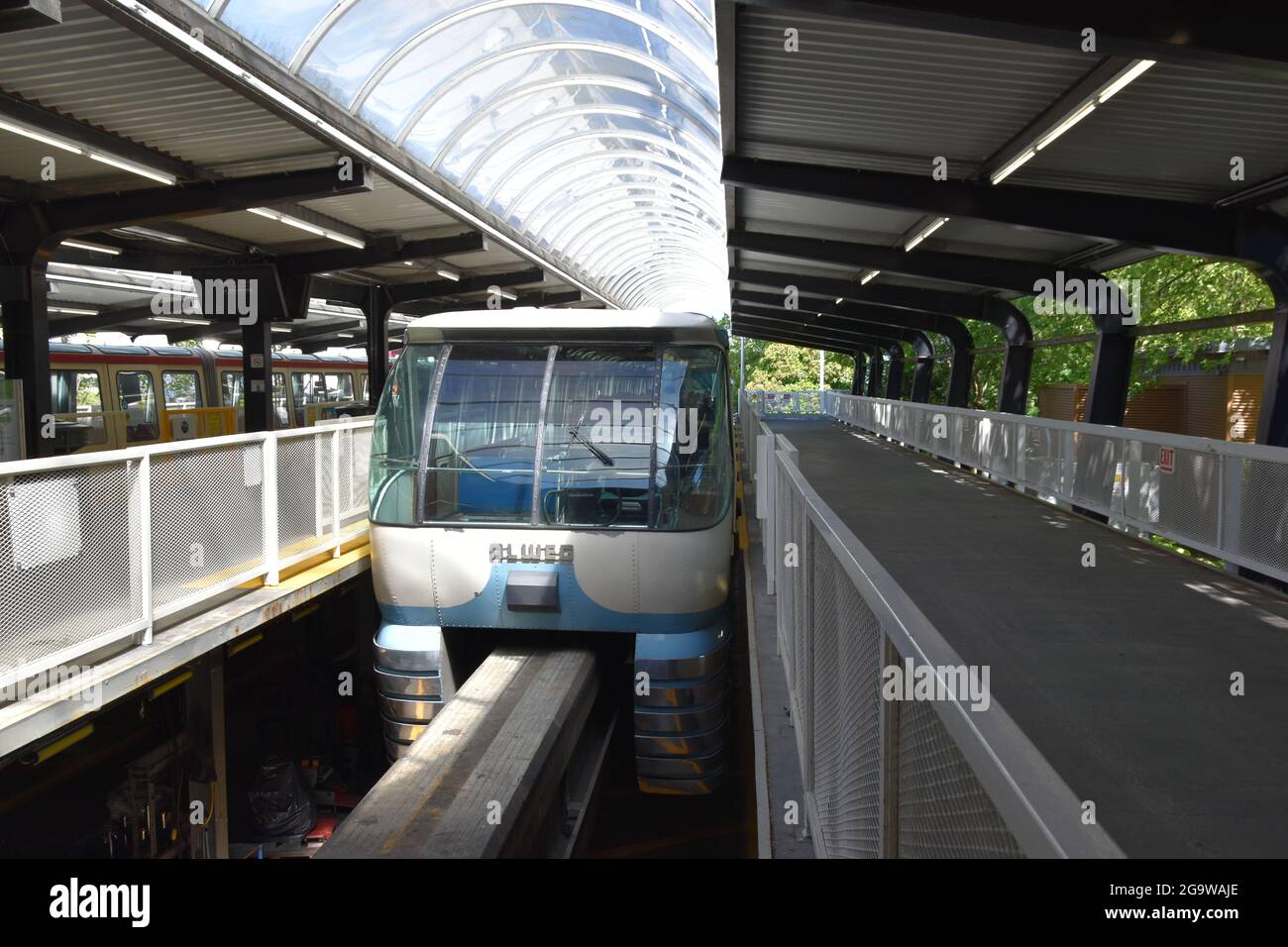 Seattle's iconic Alweg Monorail from Westlake to the Seattle Center ...