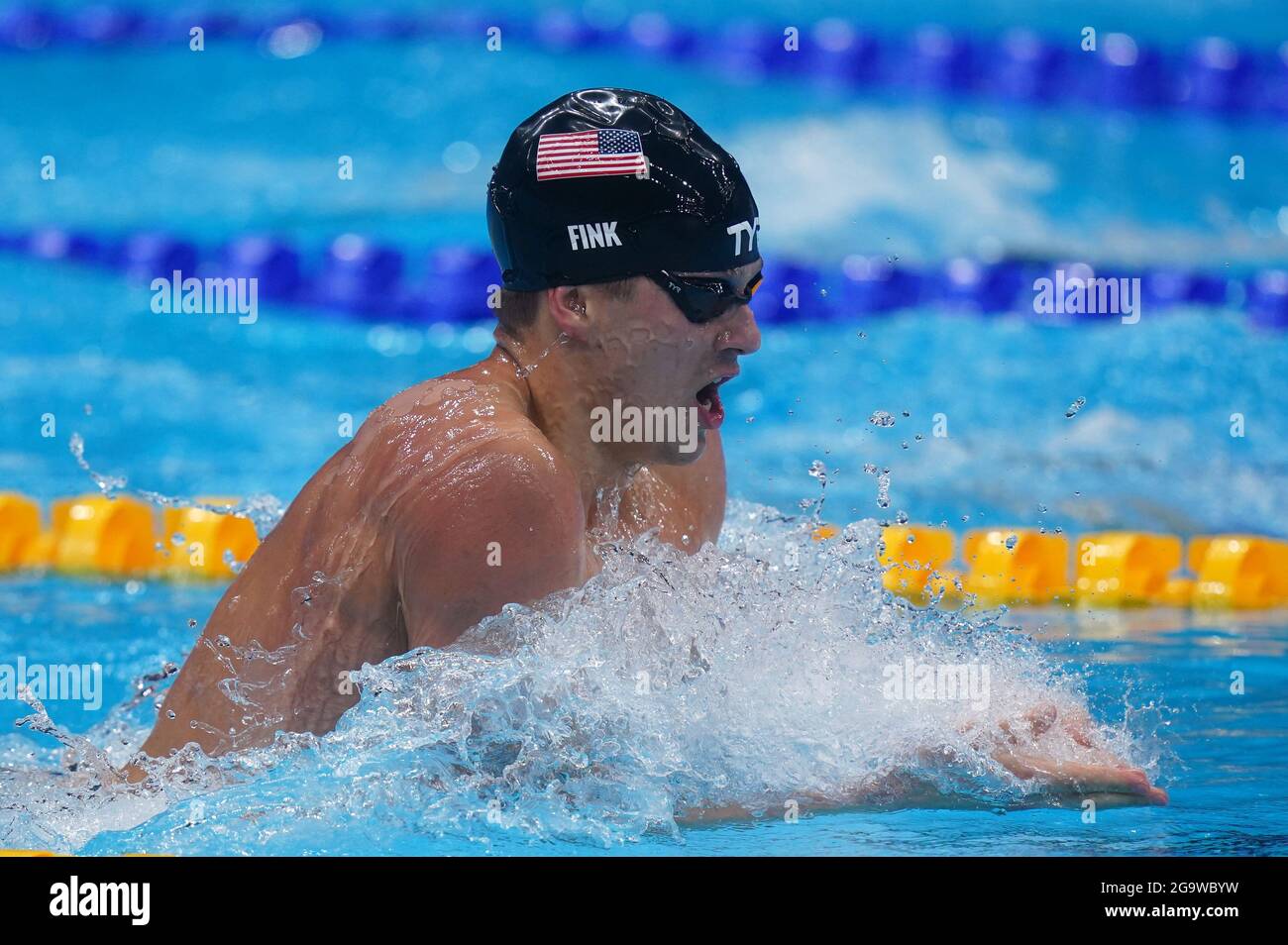 USA's Nic Fink in the Men's 200m Breaststroke semifinal 1 at Tokyo ...