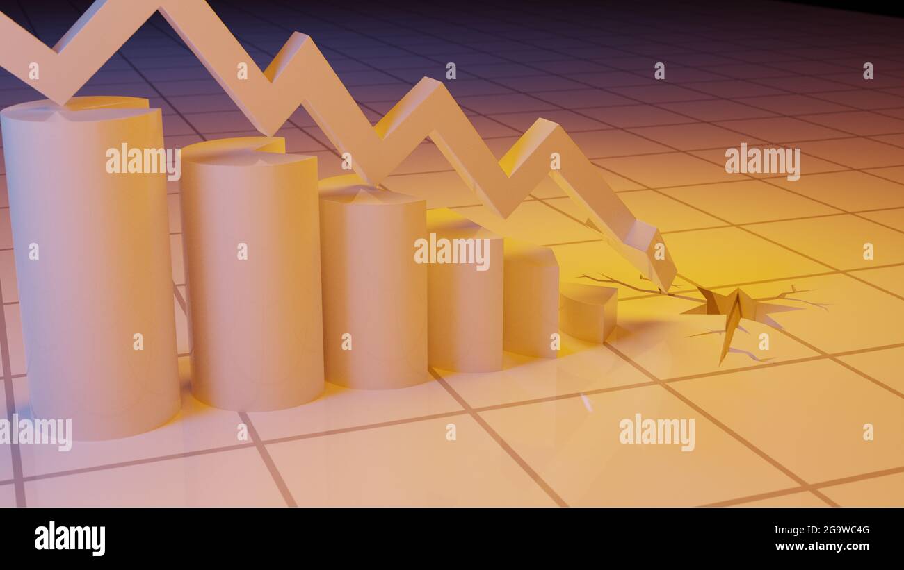 Graphs representing the stock market crash. 3d illustration Stock Photo ...