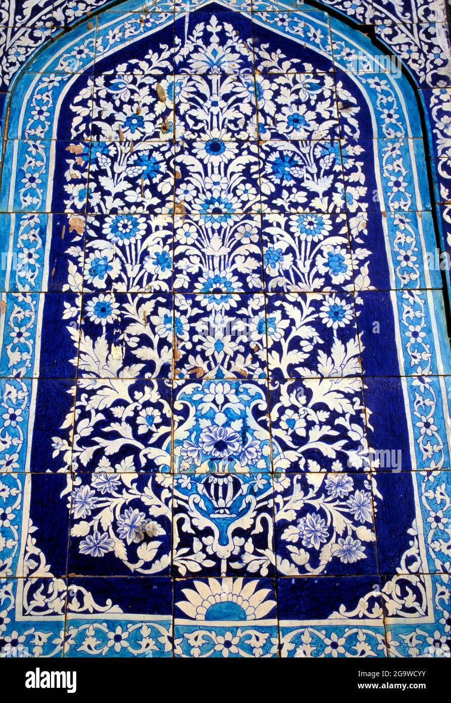 Floral pattern tiles on a Shia mosque in Pakistan Stock Photo - Alamy