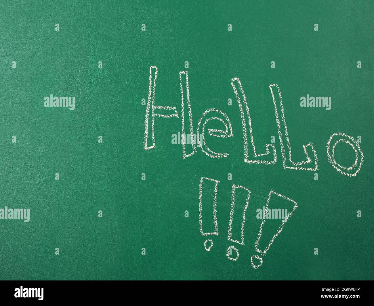 Hello written with chalk on blackboard Stock Photo - Alamy
