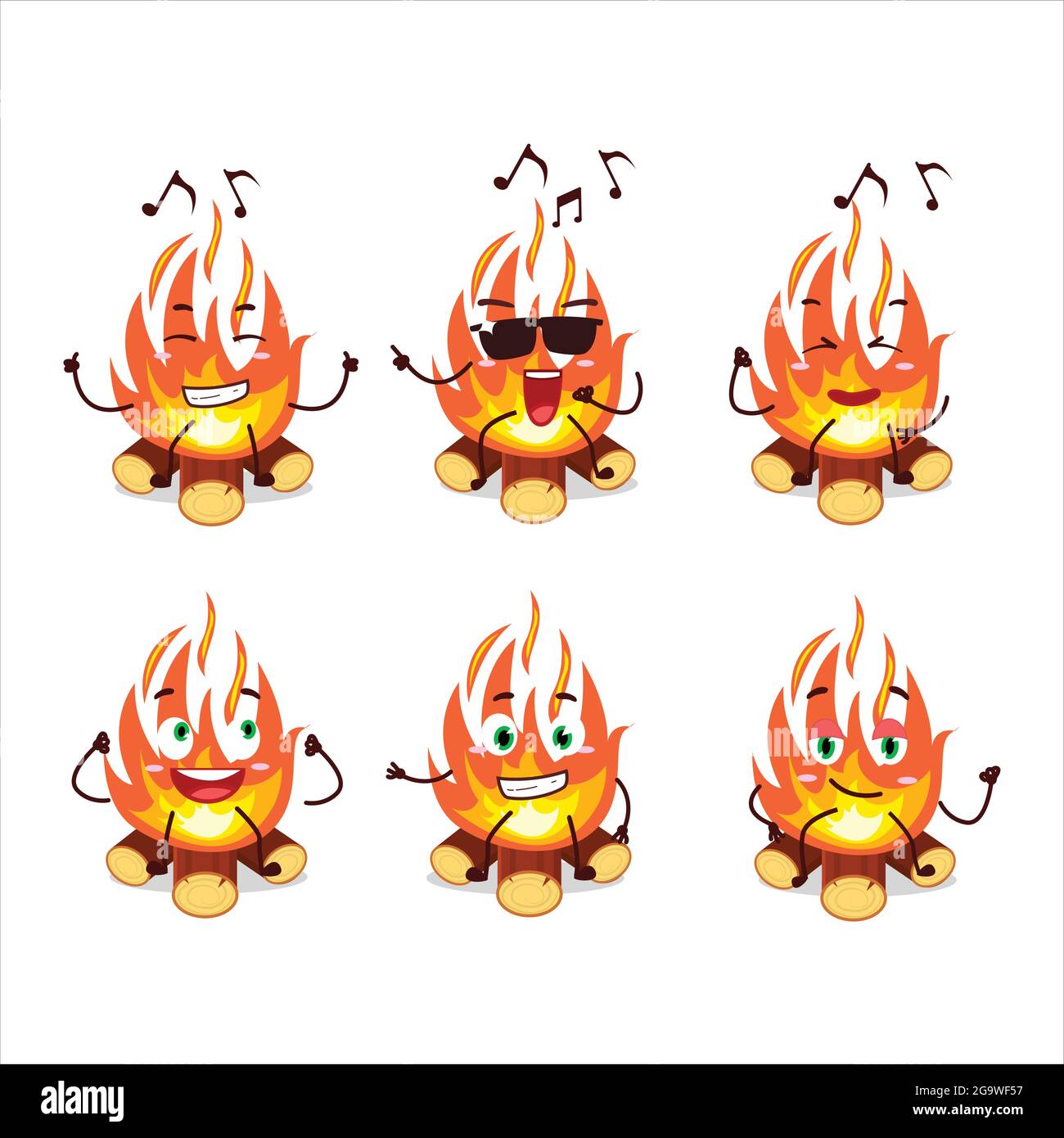 An image of bonfire dancer cartoon character enjoying the music. Vector ...