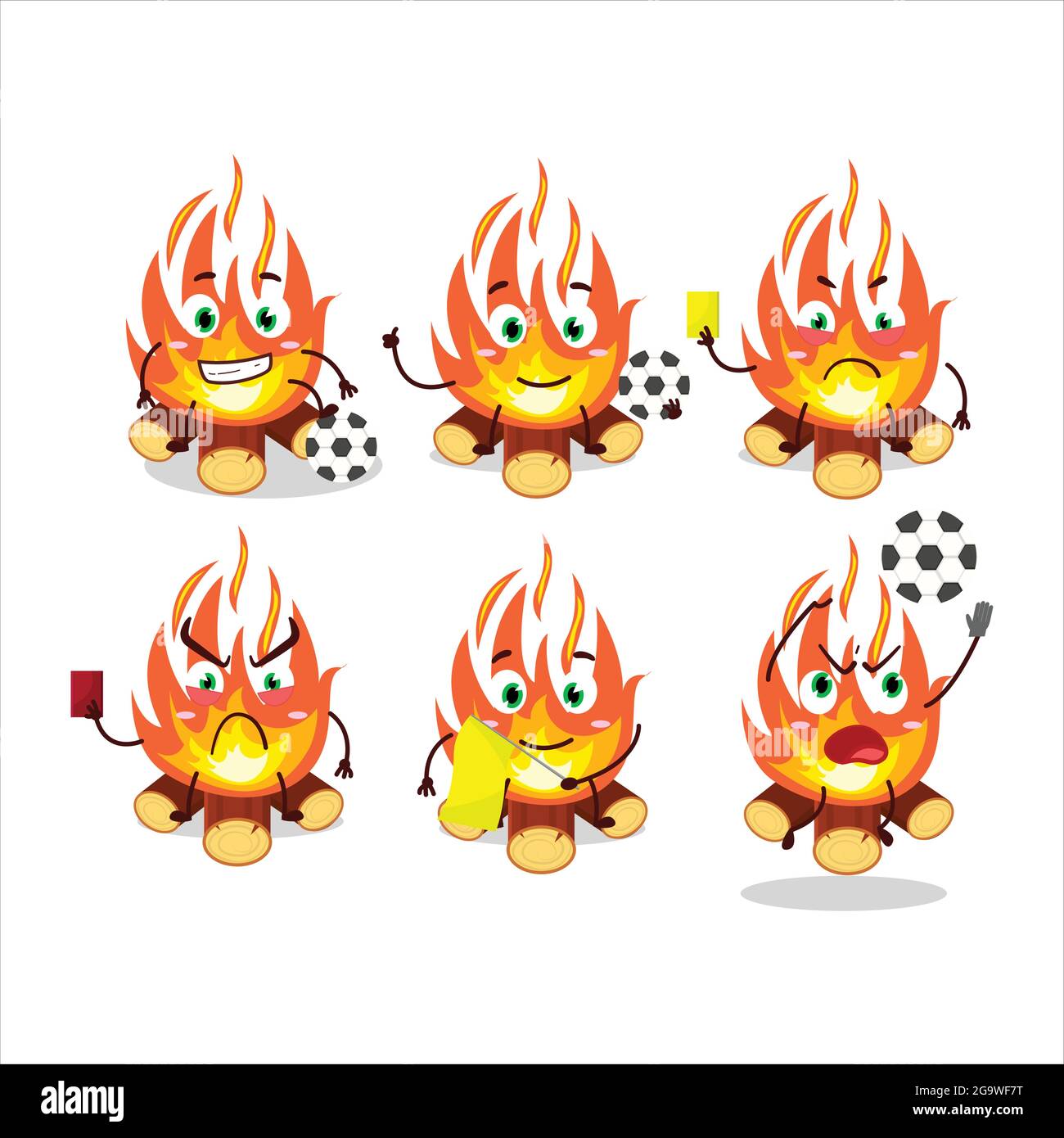 Bonfire cartoon character working as a Football referee. Vector ...