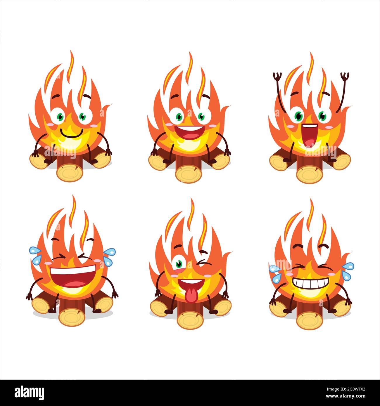 Cartoon character of bonfire with smile expression. Vector illustration ...