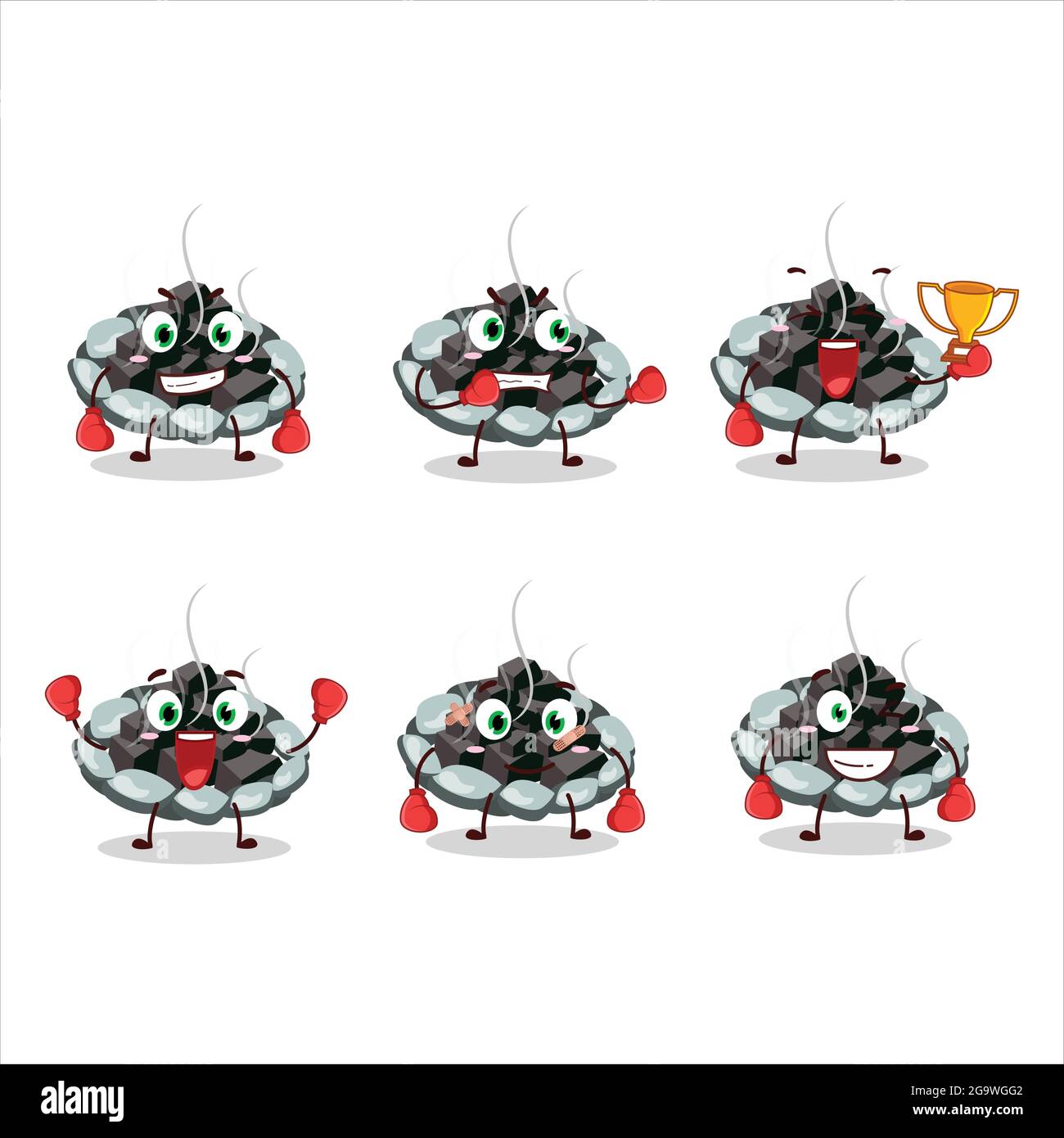 A sporty burning charcoal boxing athlete cartoon mascot design. Vector ...