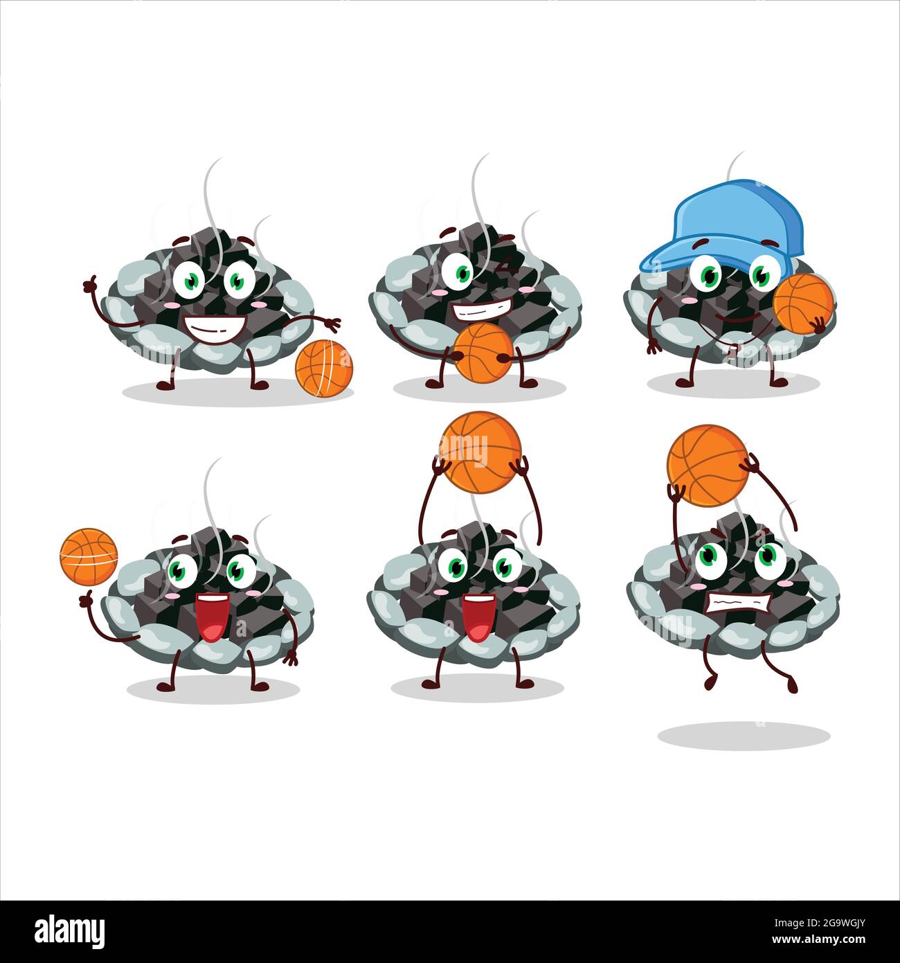 Talented burning charcoal cartoon character as a basketball athlete ...
