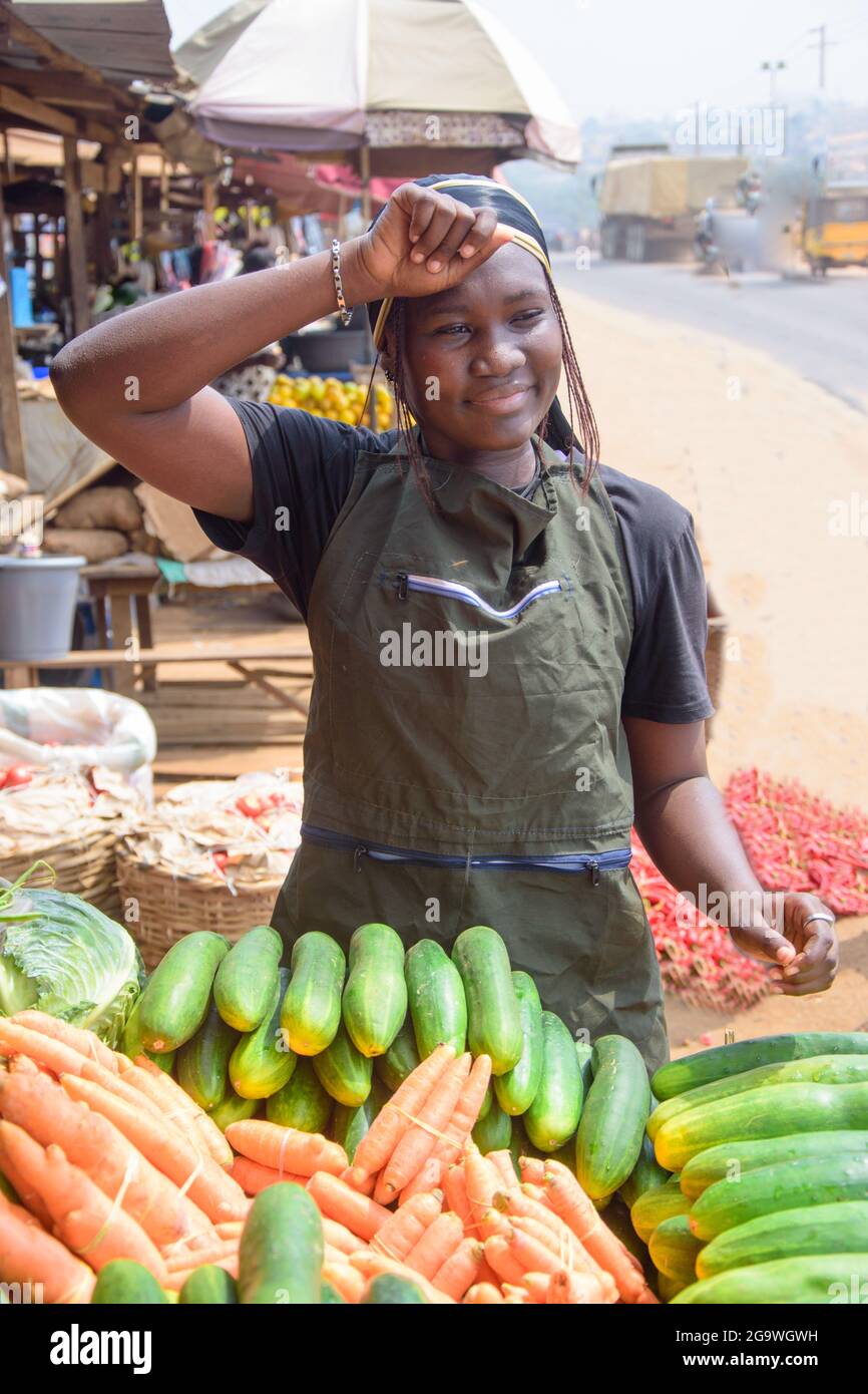stock photo of female African grocery seller or business woman with ...