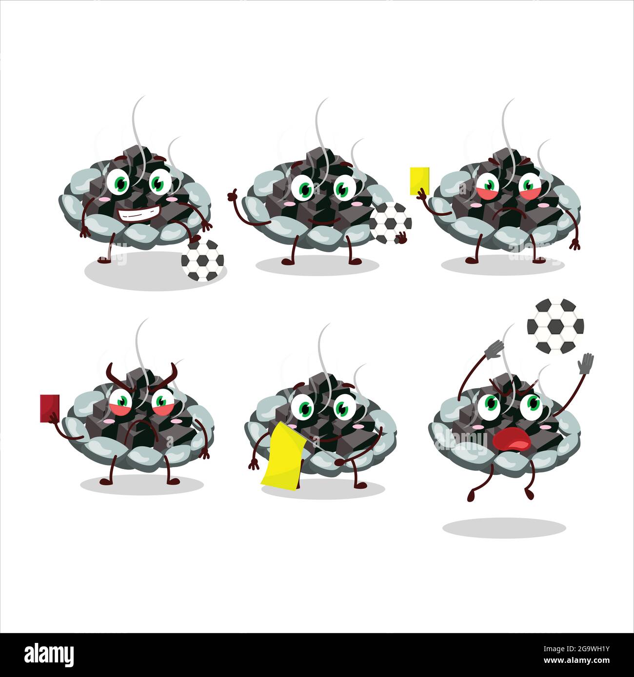 Burning charcoal cartoon character working as a Football referee ...