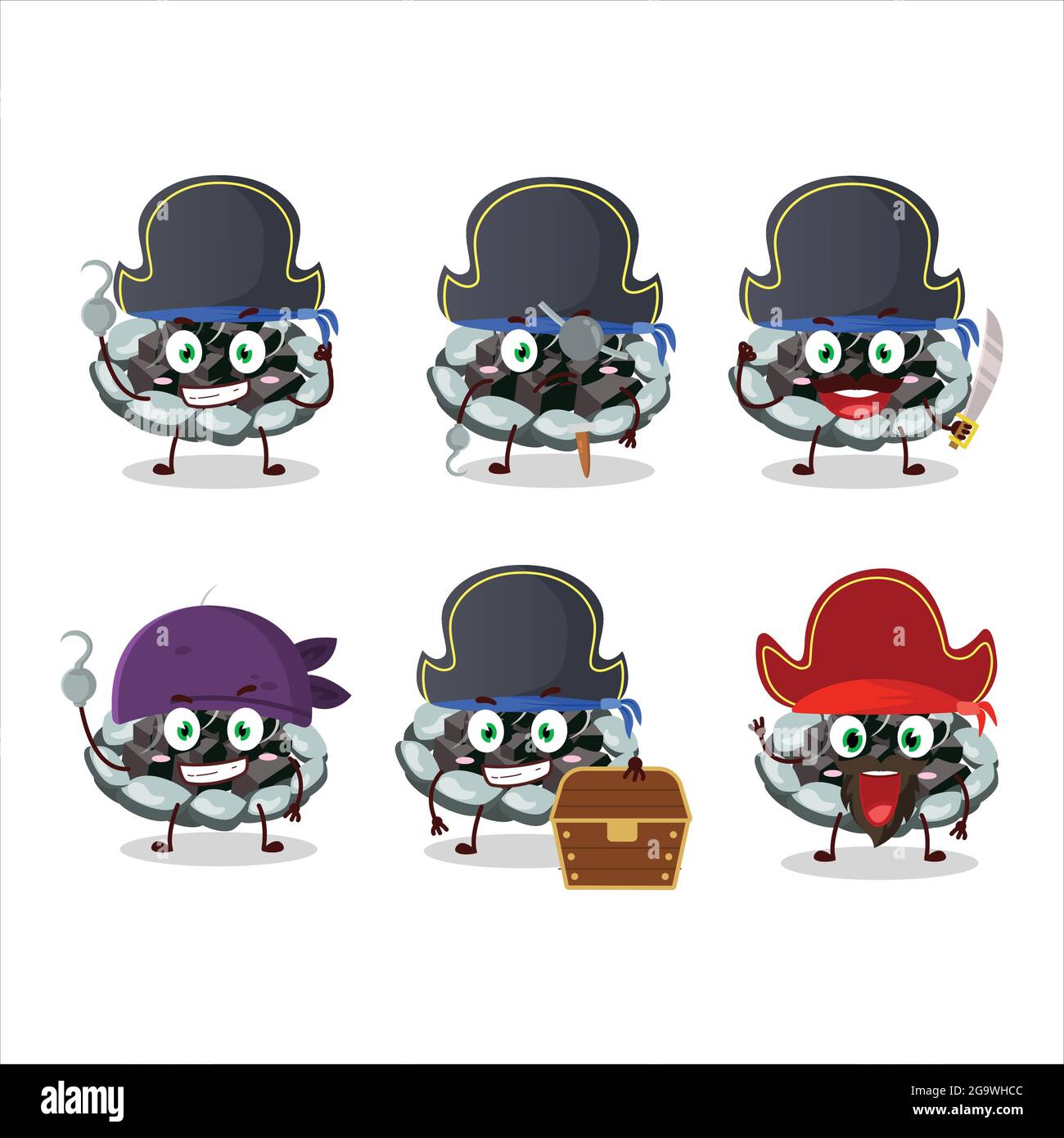 Cartoon character of burning charcoal with various pirates emoticons ...