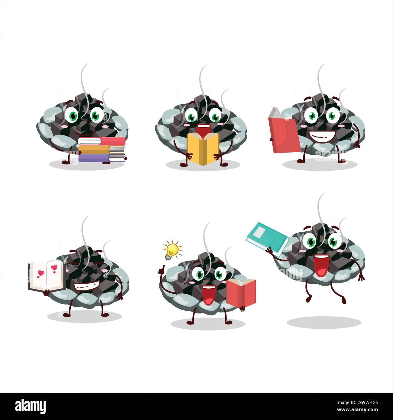 A picture of burning charcoal cartoon character concept reading an ...