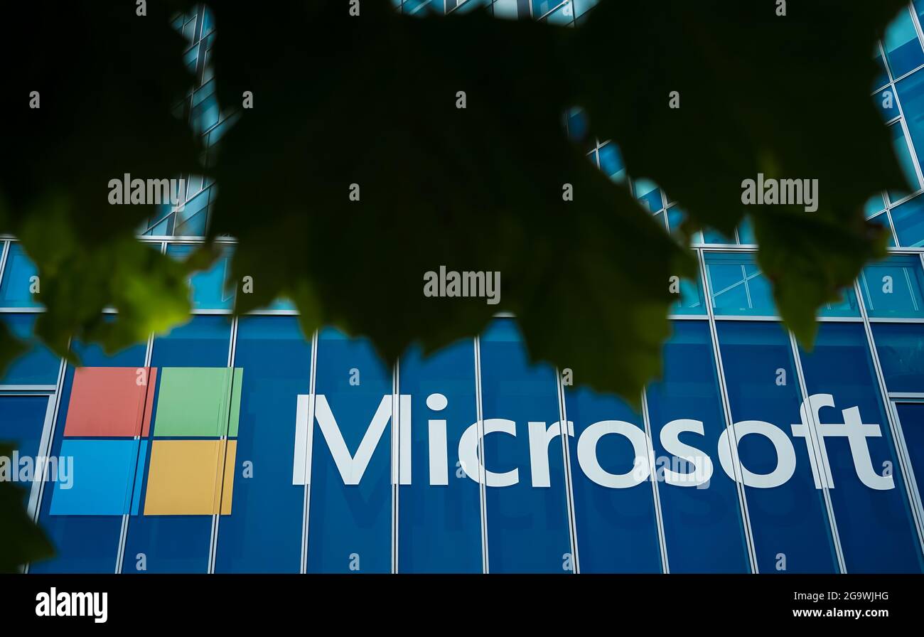 Bucharest, Romania - July 25, 2021: View of Microsoft Romania ...