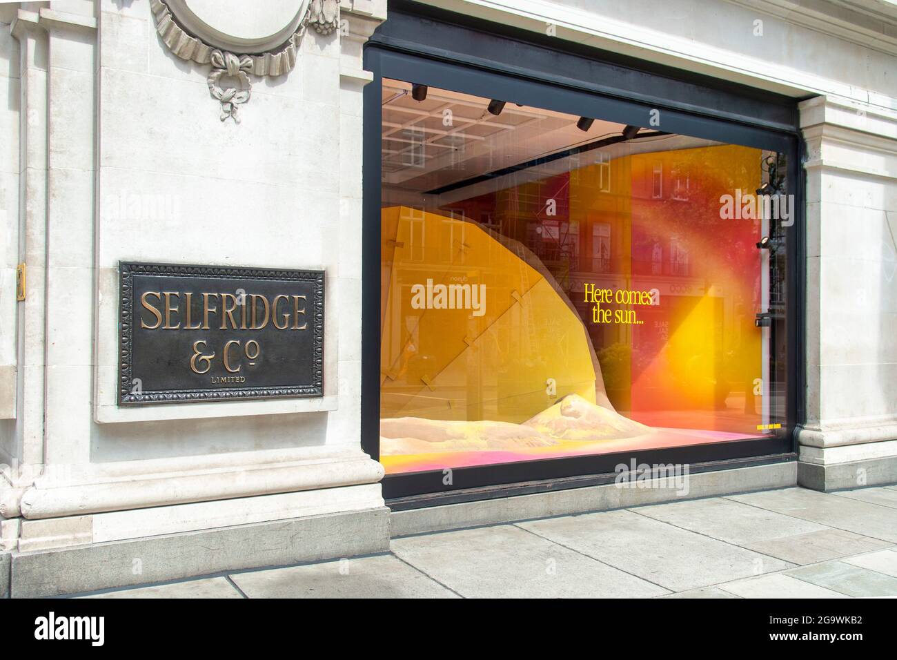 London, UK. 27th July, 2021. Selfridges signs seen outside the flagship ...