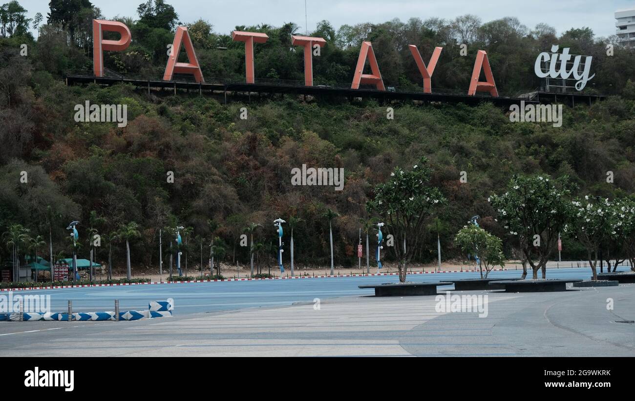 Billboard Sign Colored Lights Town Logo Pattaya Thailand Stock Photo ...