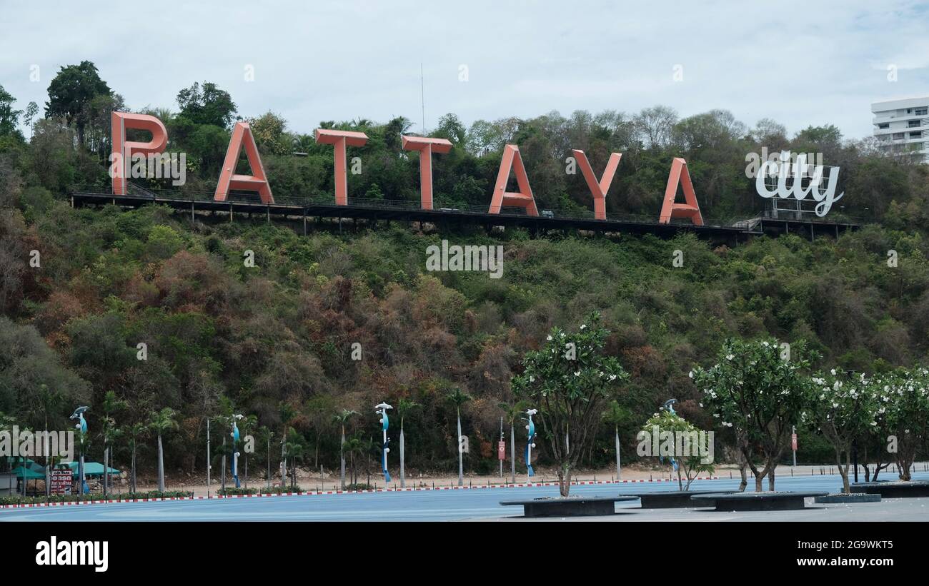 Billboard Sign Colored Lights Town Logo Pattaya Thailand Stock Photo ...