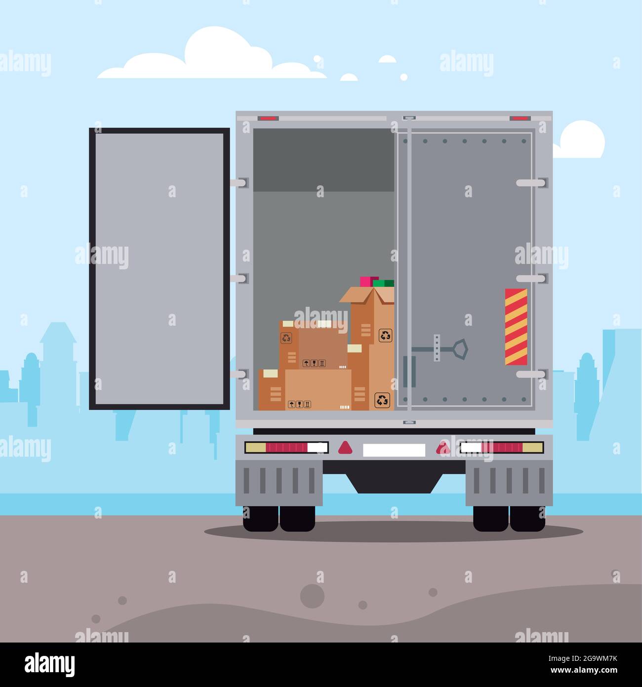 Delivery boxes inside truck Stock Vector Image & Art - Alamy