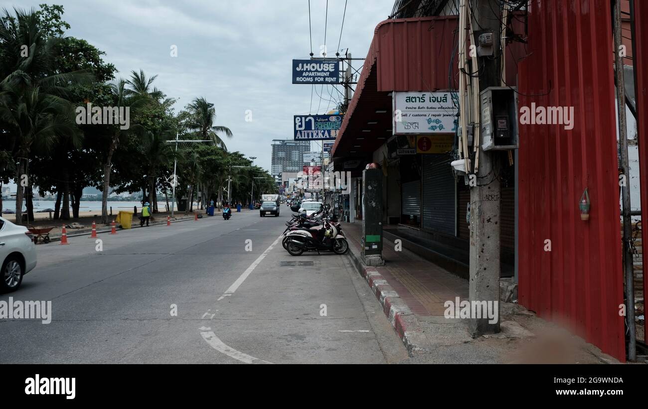 First Pandemic Lockdown Beach Road Pattaya Thailand Stock Photo - Alamy