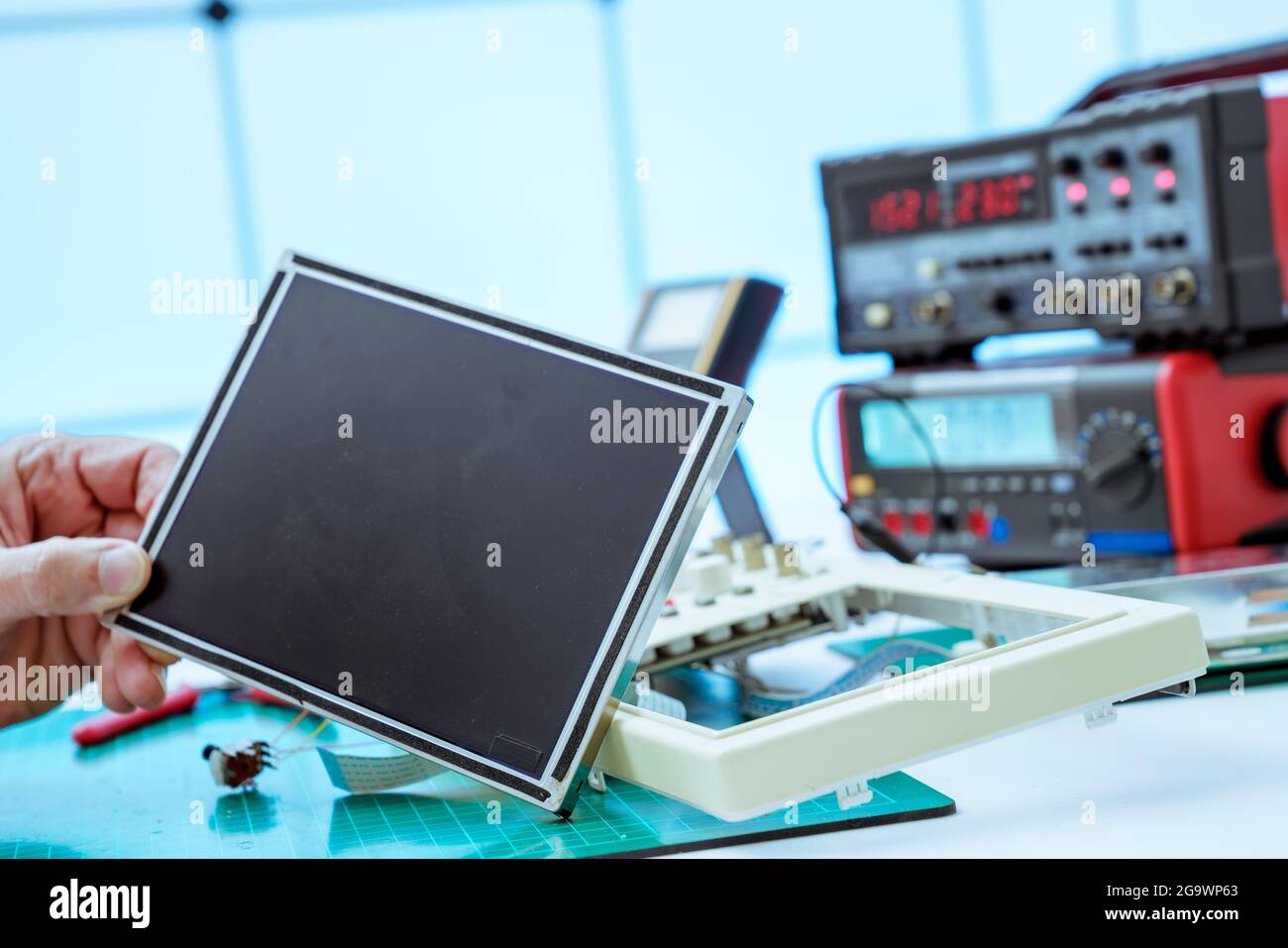Repair of computer parts in a customer service laboratory Stock Photo ...