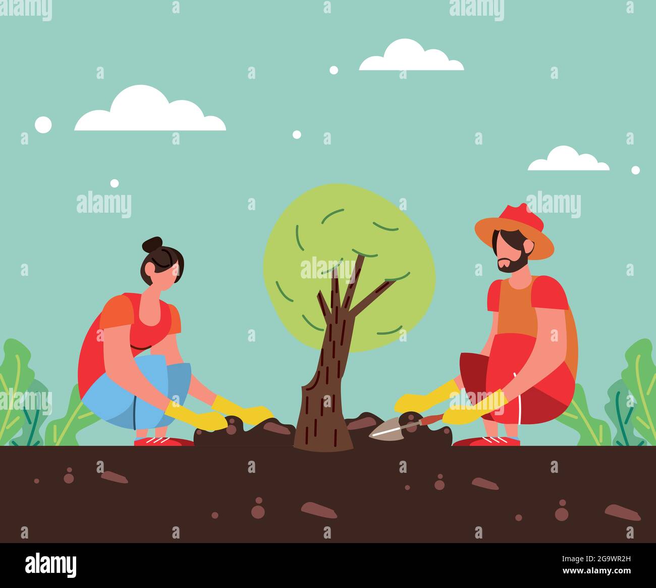 farmers couple planting Stock Vector Image & Art - Alamy