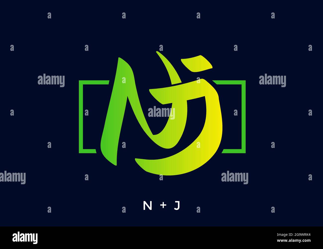 Green yellow gradient color of NJ initial letter design Stock Vector ...