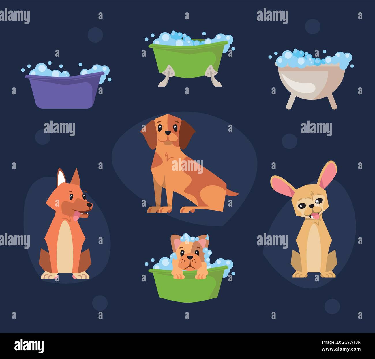 dogs cartoons bathing collection Stock Vector Image & Art - Alamy