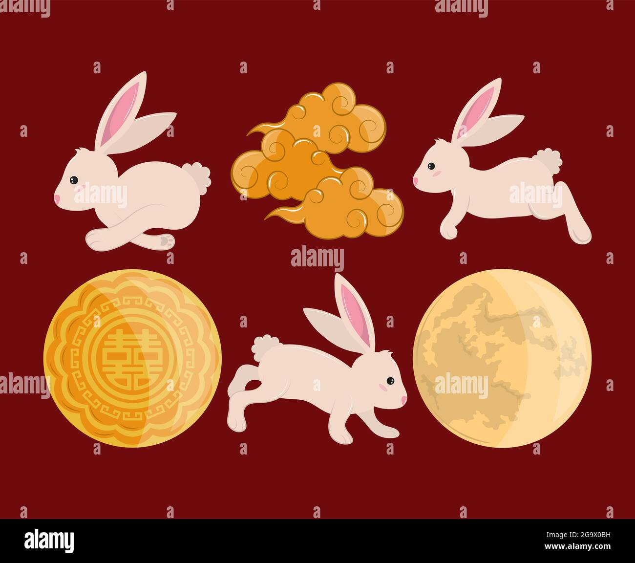 rabbits and moons mid autumn Stock Vector Image & Art - Alamy