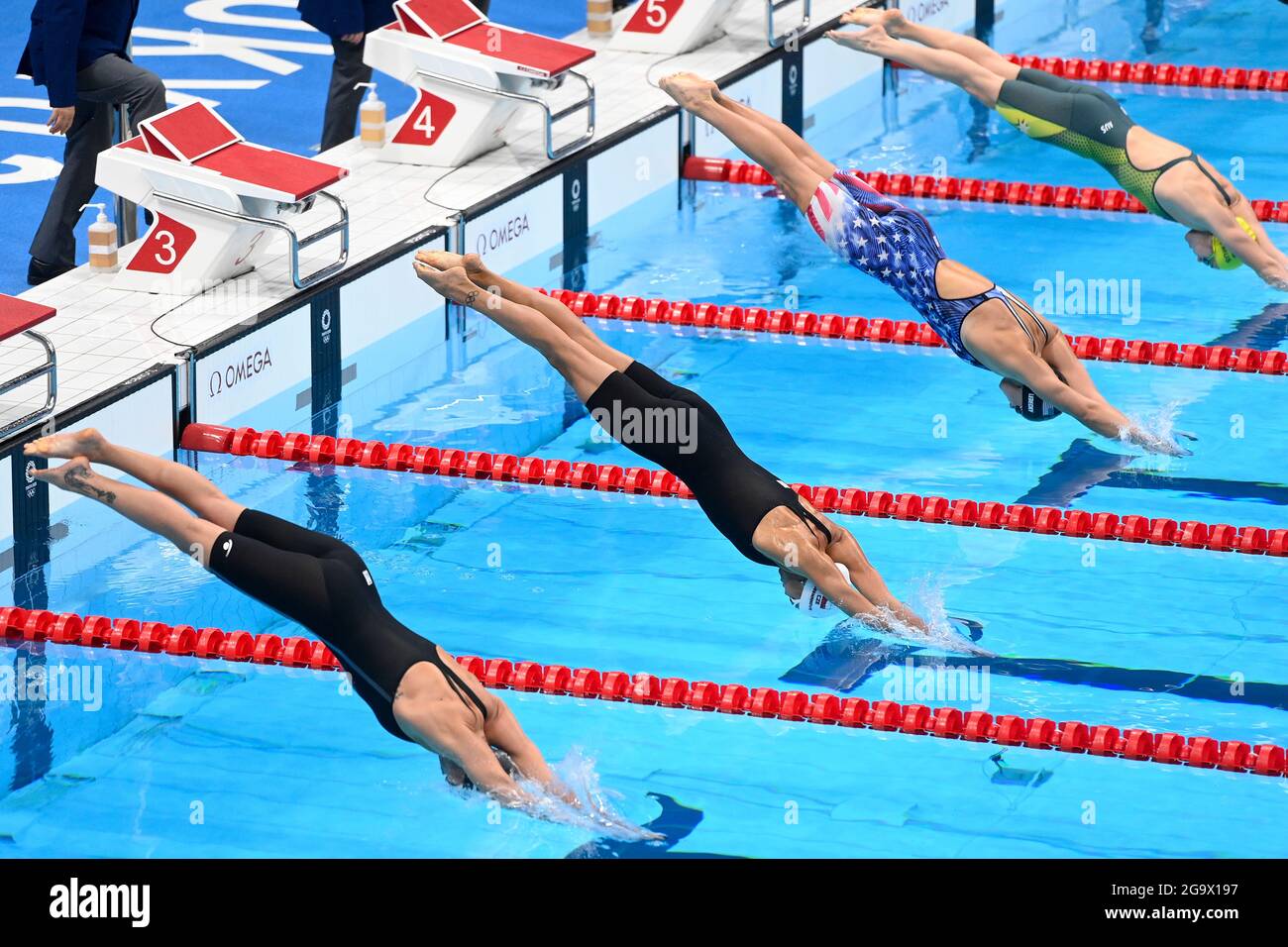 Czech swimmer Barbora Seemanova, 2nd from left, is seen during women's ...