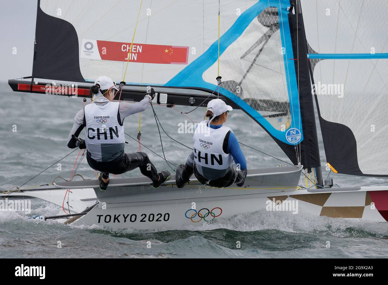 Kanagawa, Japan. 27th July, 2021. CHEN Shasha, JIN Ye (CHN) Sailing ...