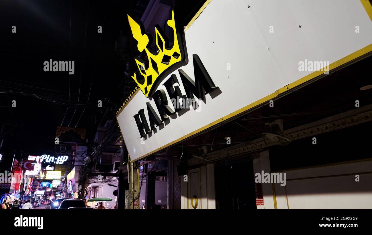 Harem Sign Walking Street Reopening First Night after First Pandemic ...