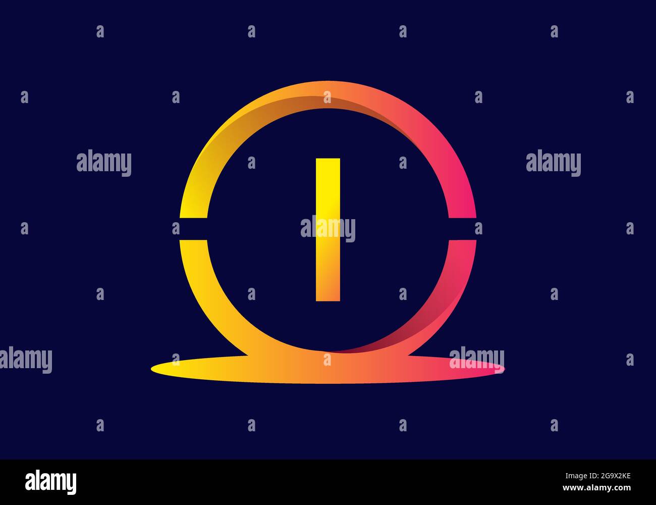 Colorful yellow pink gradient color of I initial letter design Stock ...