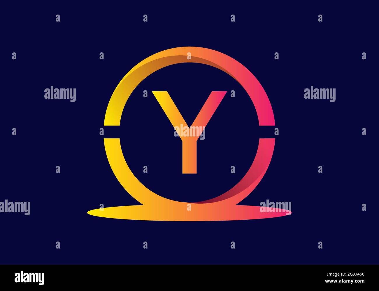 Colorful yellow pink gradient color of Y initial letter design Stock ...