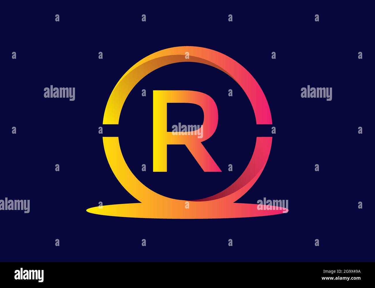 Colorful yellow pink gradient color of R initial letter design Stock ...