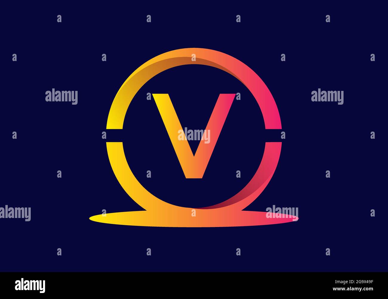 Colorful yellow pink gradient color of V initial letter design Stock ...