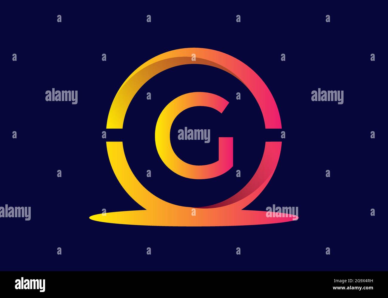 Colorful yellow pink gradient color of G initial letter design Stock ...