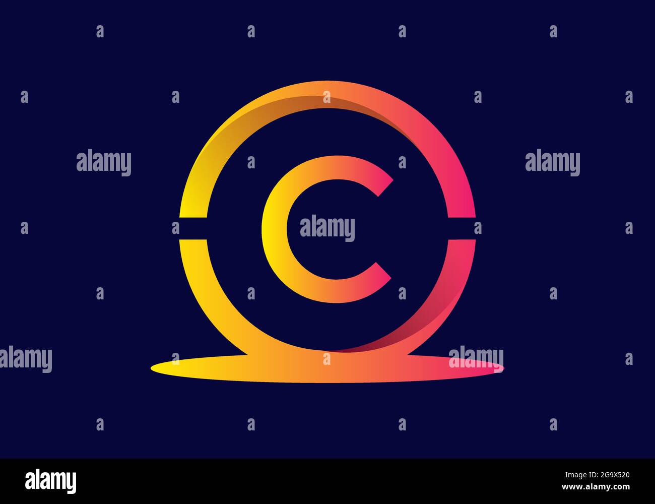 Colorful yellow pink gradient color of C initial letter design Stock ...