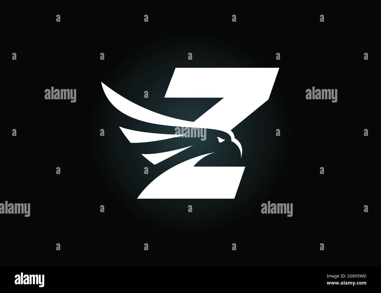 Initial Z monogram letter alphabet with Eagle head negative space symbol. Creative Eagle head ...