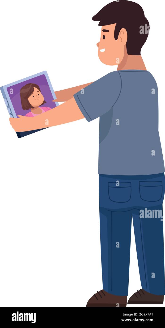 Man with tablet in video chat Stock Vector Image & Art - Alamy