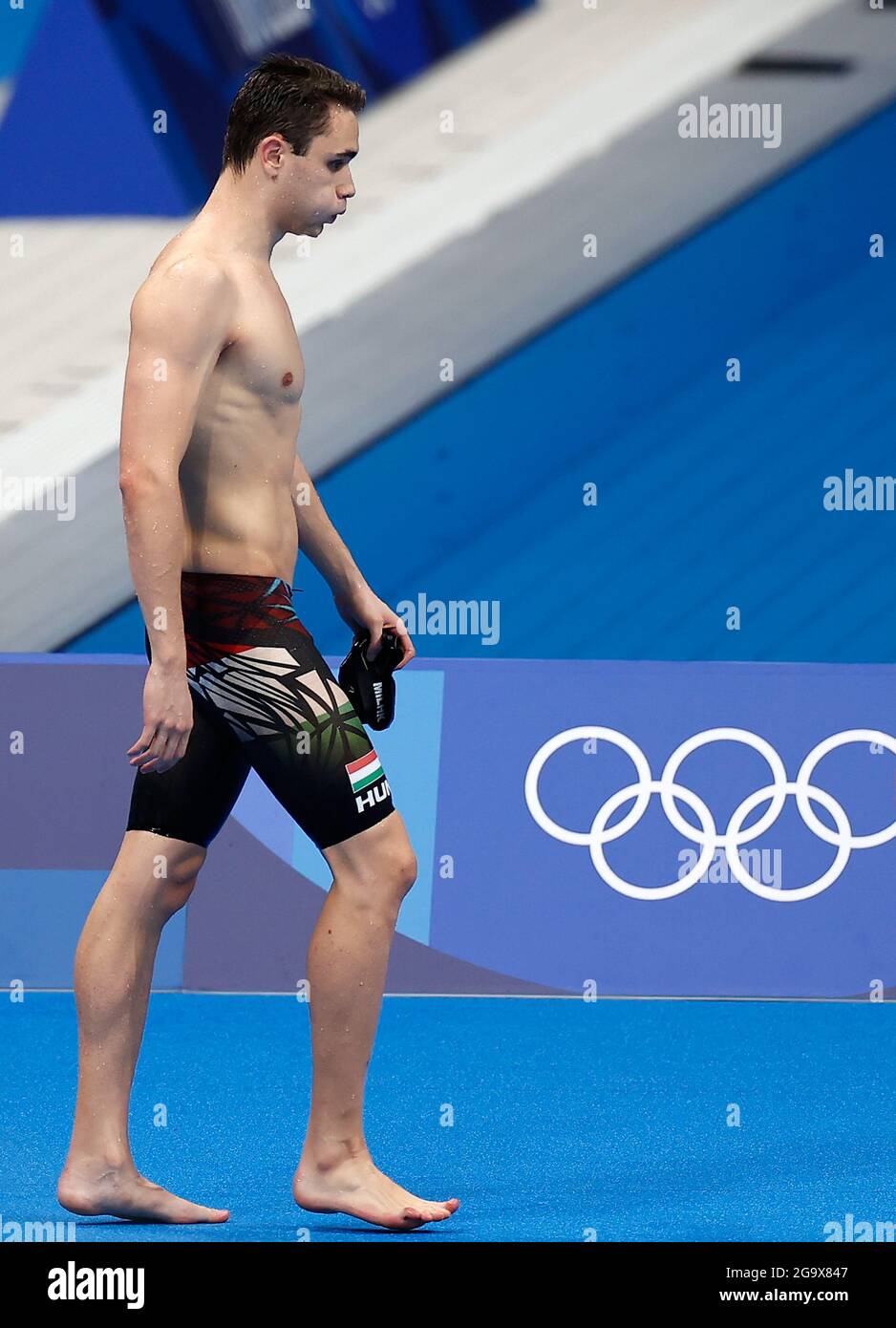 Tokyo, Japan. 28th July, 2021. Kristof Milak of Hungary reacts after ...