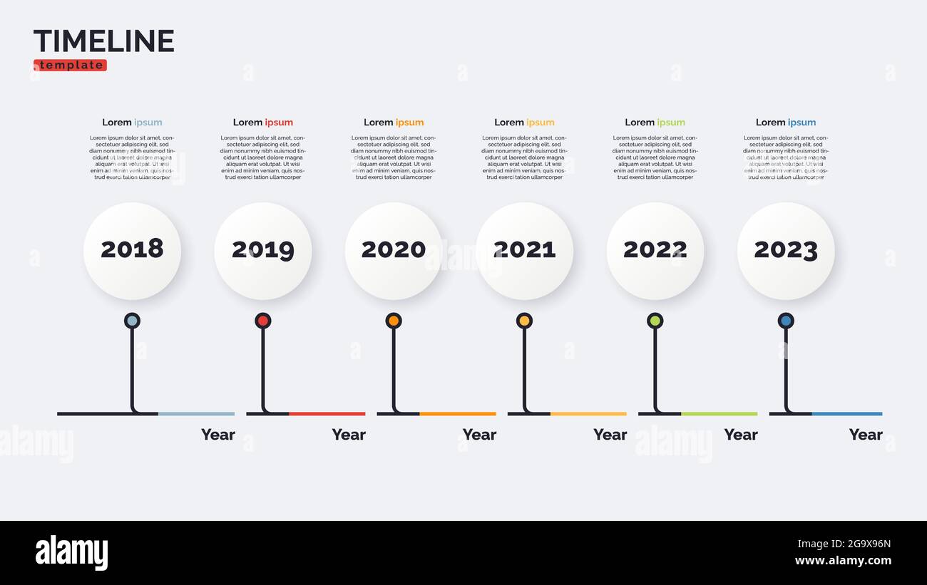 Vector timeline minimal infographic concept template with six periods ...