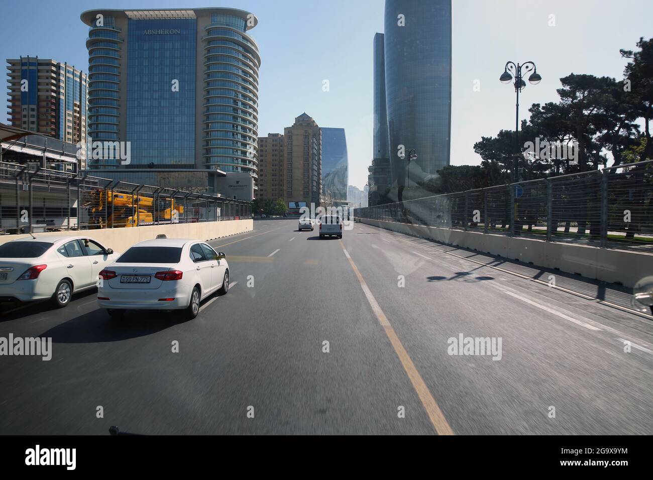 Streets of Baku during Formula 1 Azerbaijan Grand Prix 2021. Panoramic ...